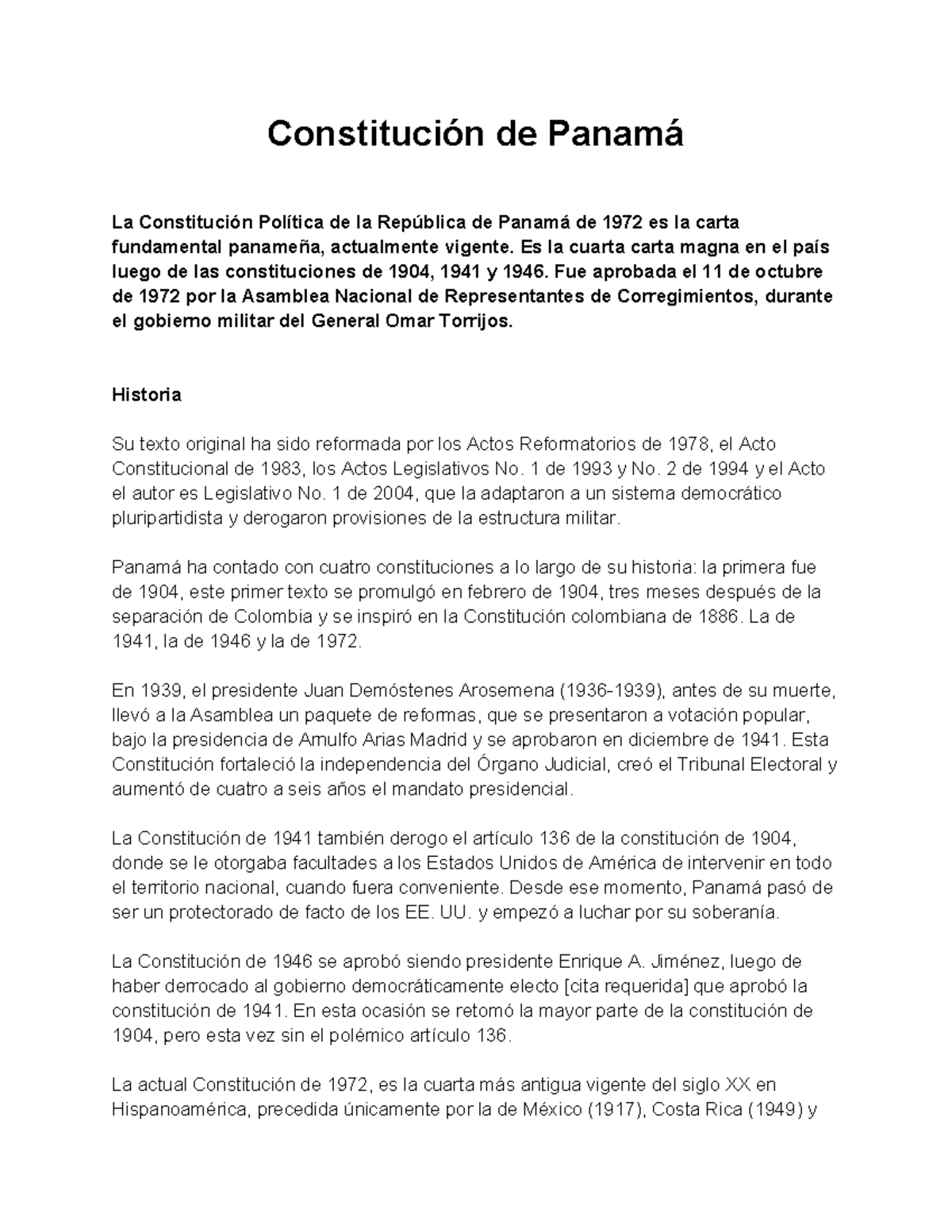 Constitución de panama - Constitución de Panamá La Constitución ...