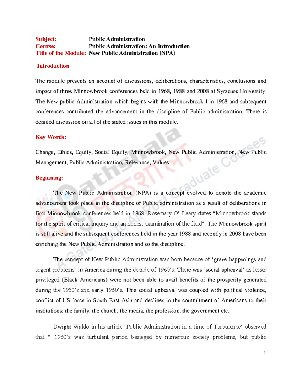 NEW Public Management - Subject: Public Administration Course: Public ...