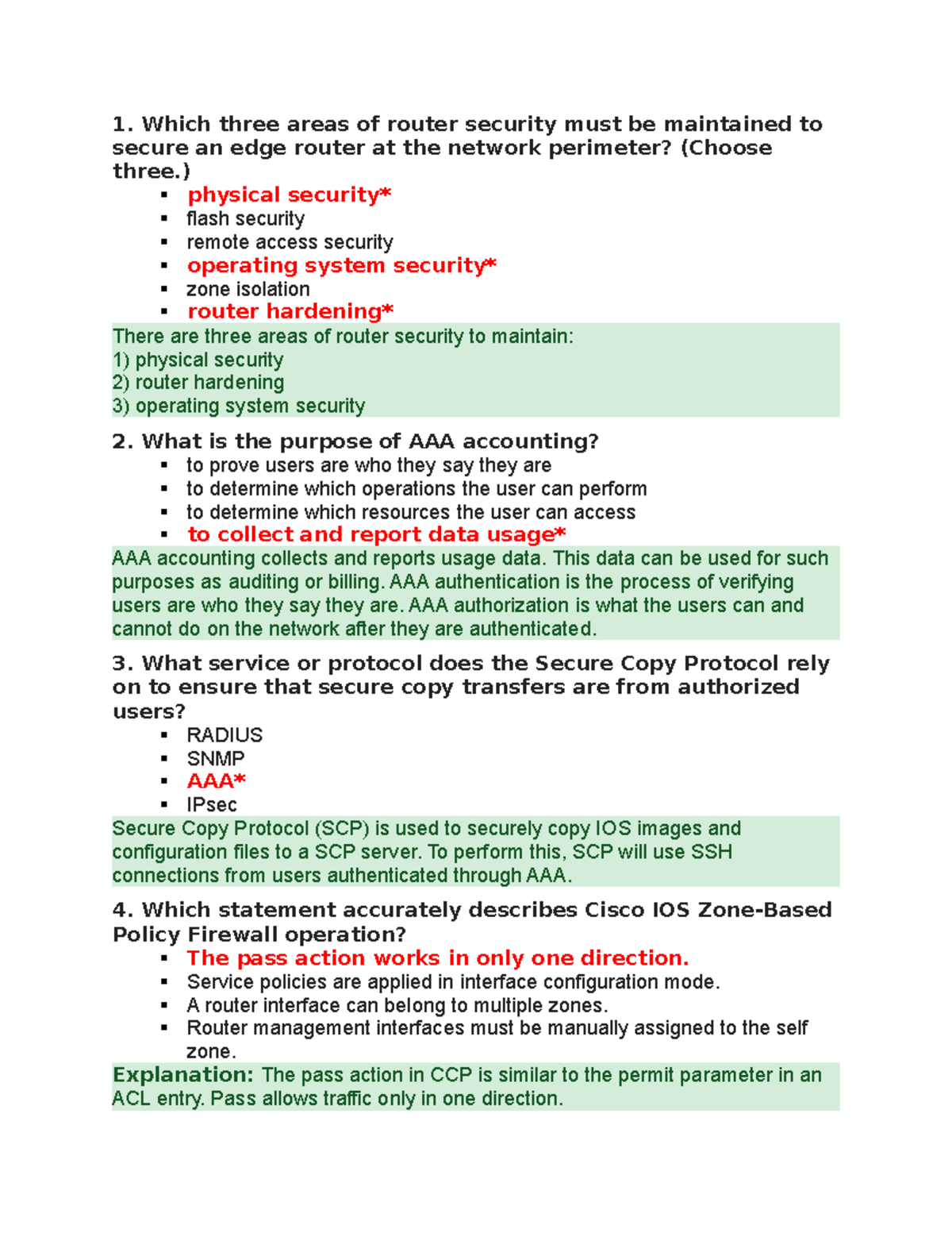 CCNA v2 practice exam 4 - CCNA Exam - Which three areas of router security must be maintained to ...