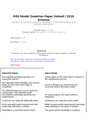 Question BANK mss - MANAGEMENT OF SOFTWARE SYSTEMS Module 1 Infer Software process. Why it is ...