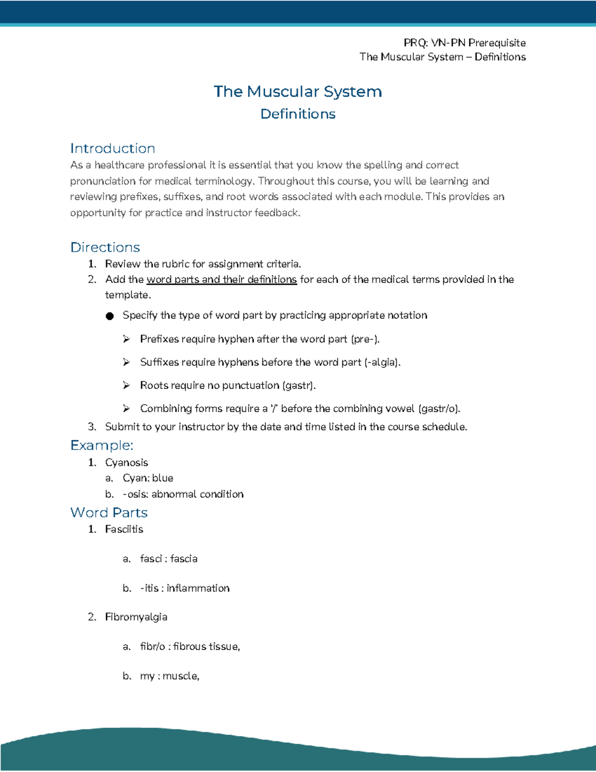 Assignment Definitions (Ch. 4 - Muscular System) (1) - The Muscular ...