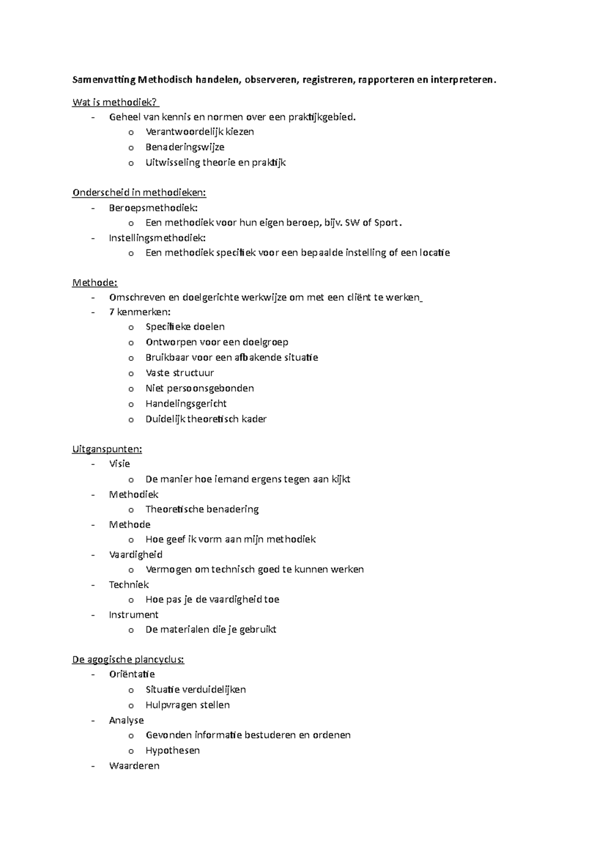 Samenvatting Observeren, registreren, rapporteren en interpreteren ...