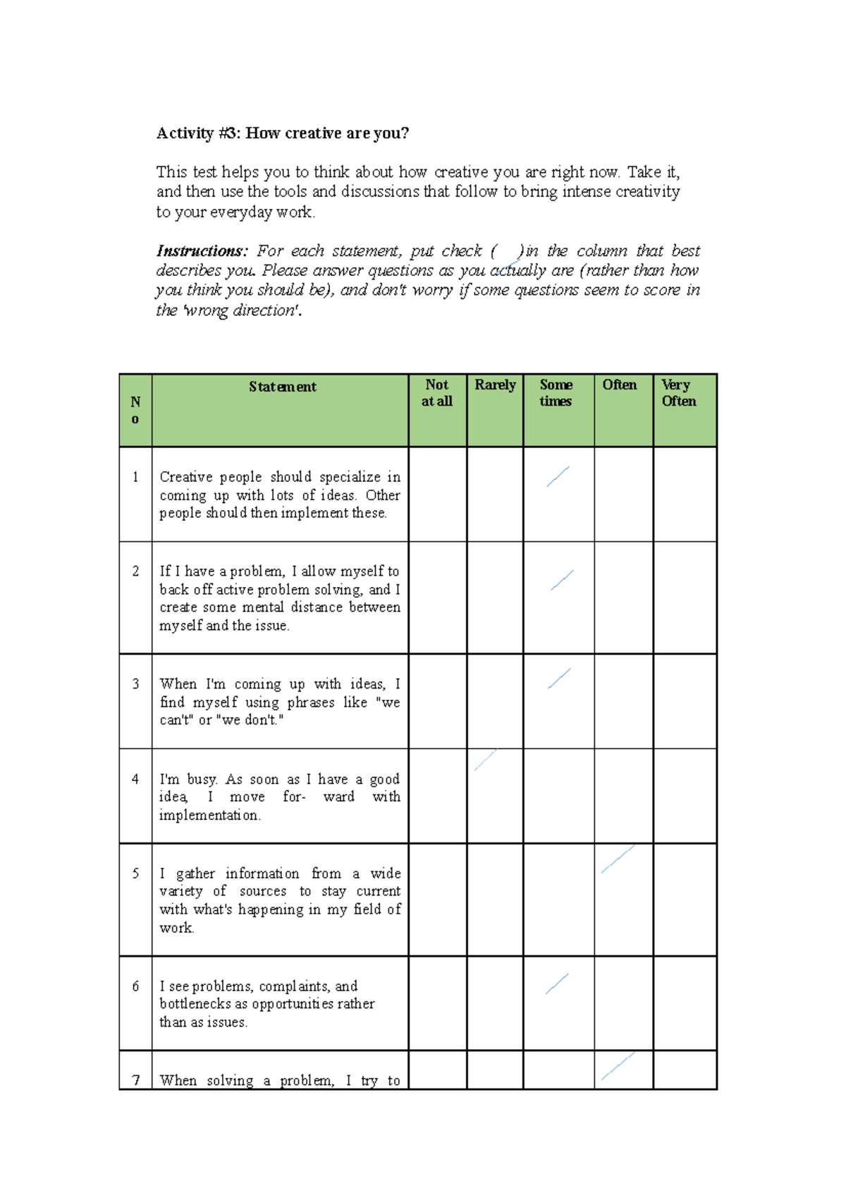 Activity#2 - lecture - Activity #3: How creative are you? This test ...