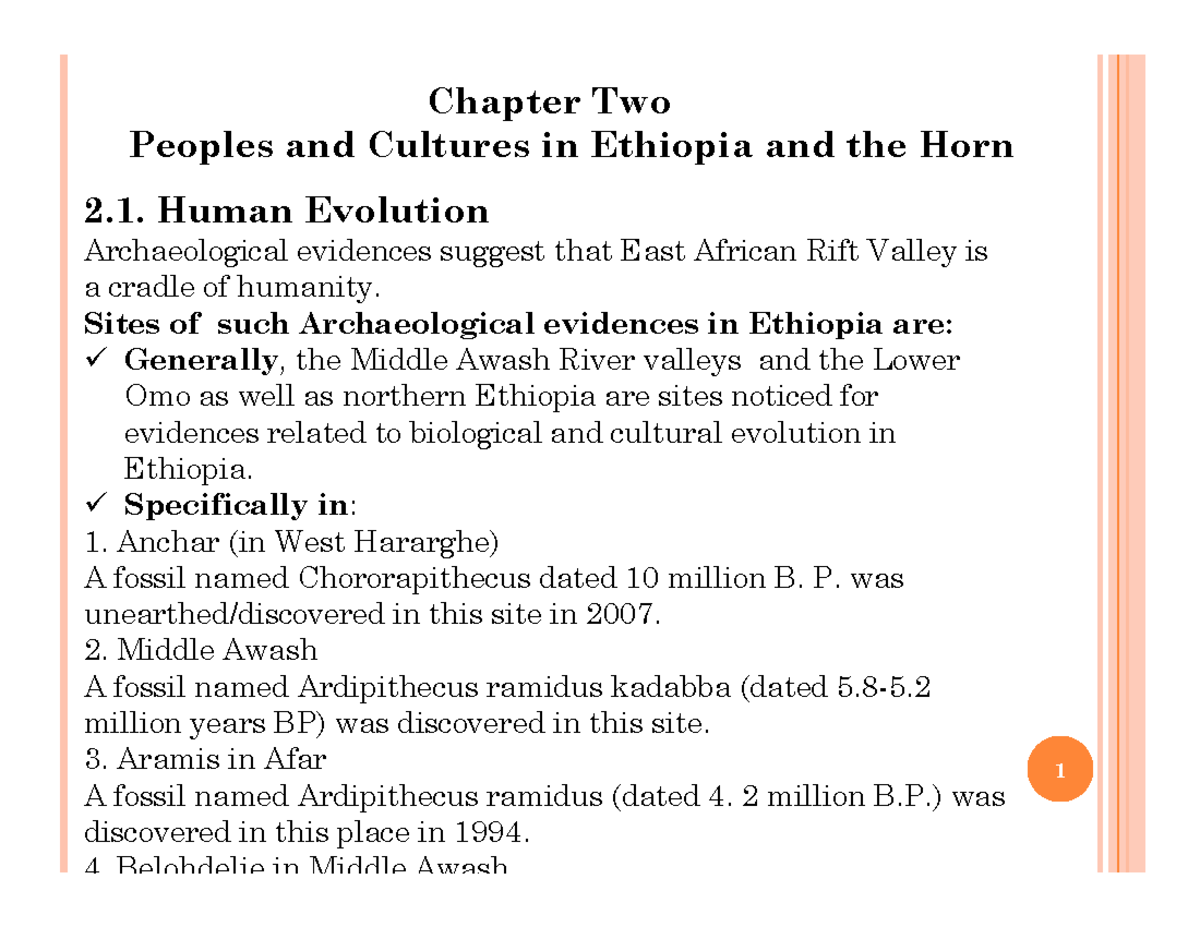History-Chapters- two & three - 2. Human Evolution Archaeological ...
