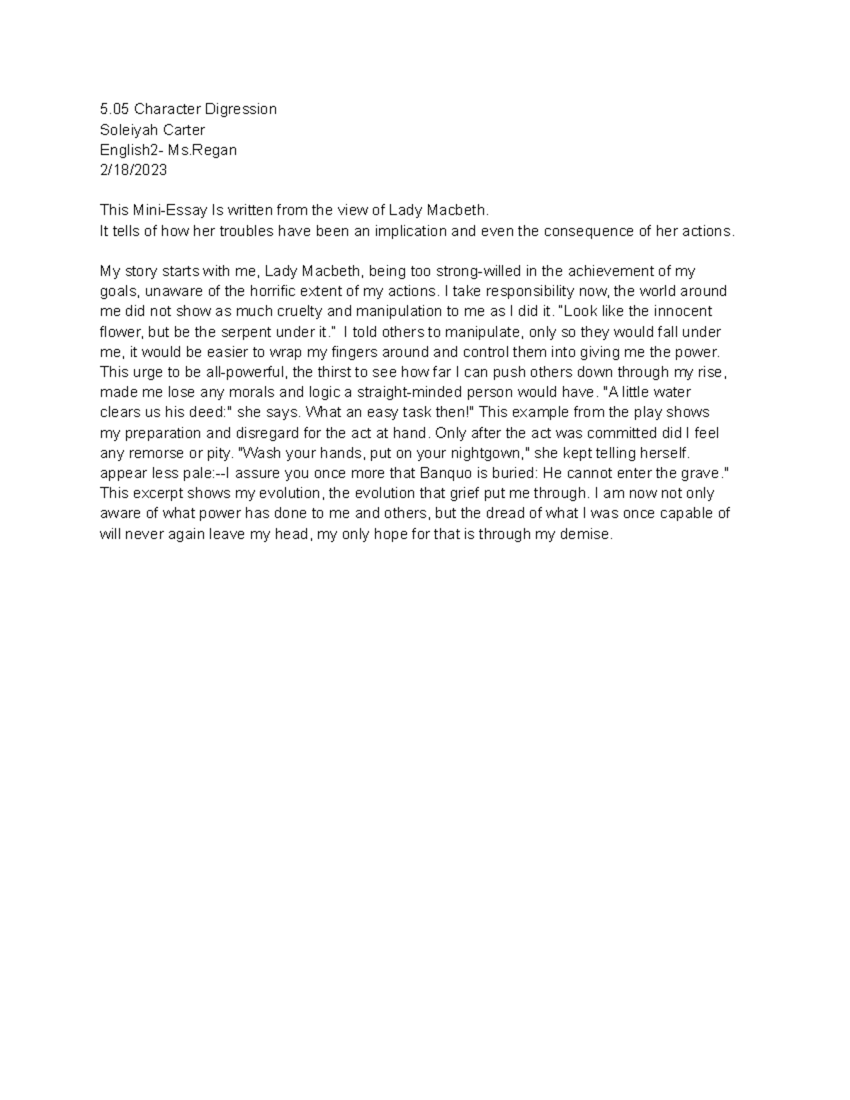 5.05 Character Digression - 5 Character Digression Soleiyah Carter ...