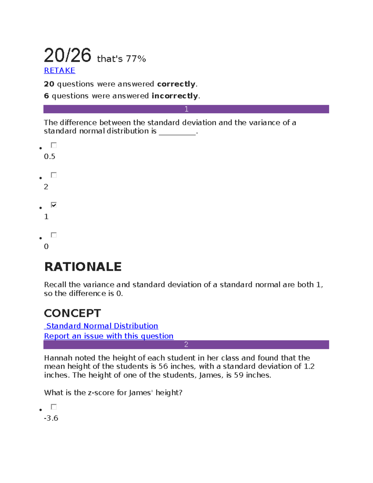 Intro to Statistics- Unit 2 Milestone 2 - 20/26 that's 77% RETAKE 20 ...