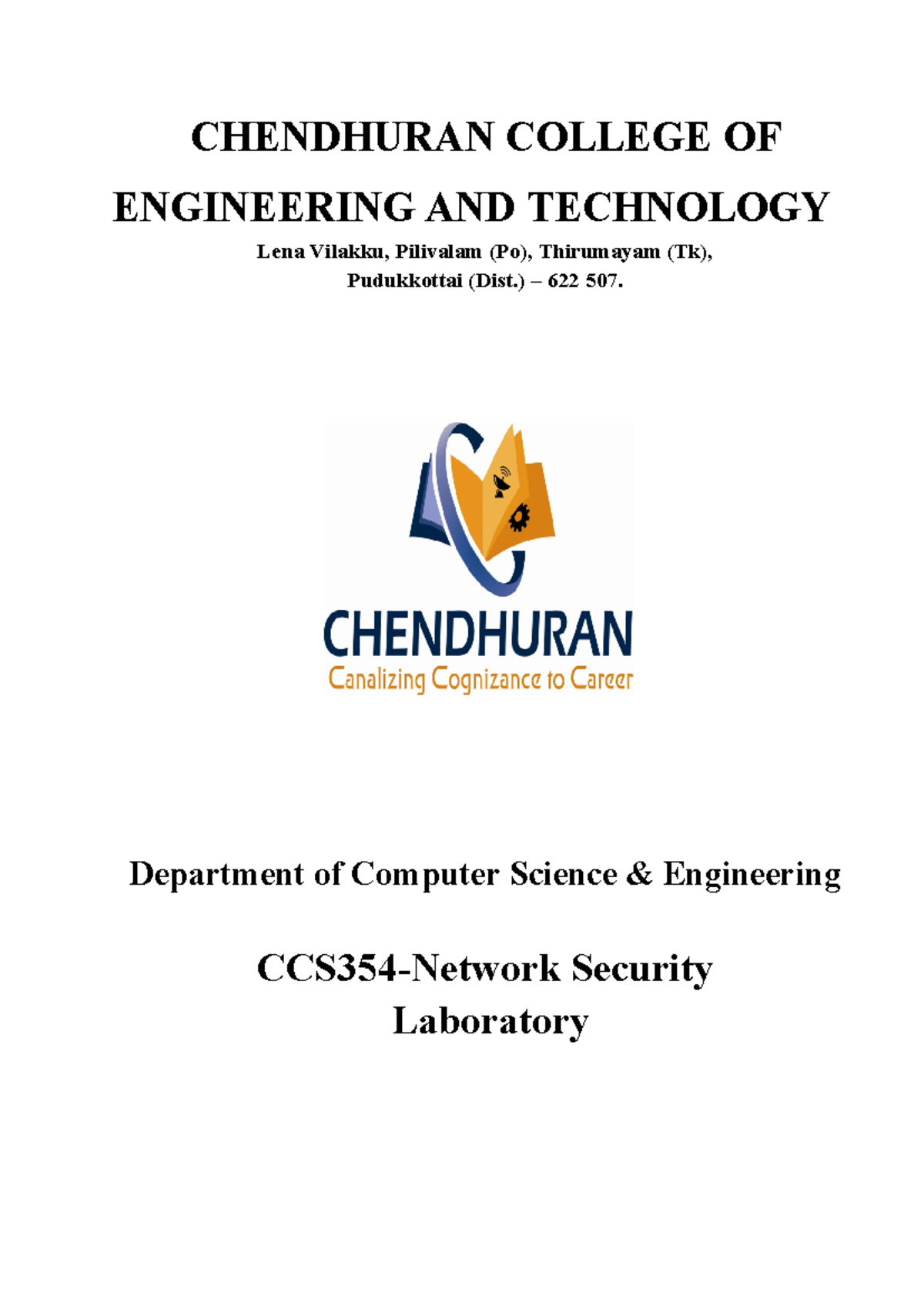 Ccs354- network security lab manual - CHENDHURAN COLLEGE OF ENGINEERING ...