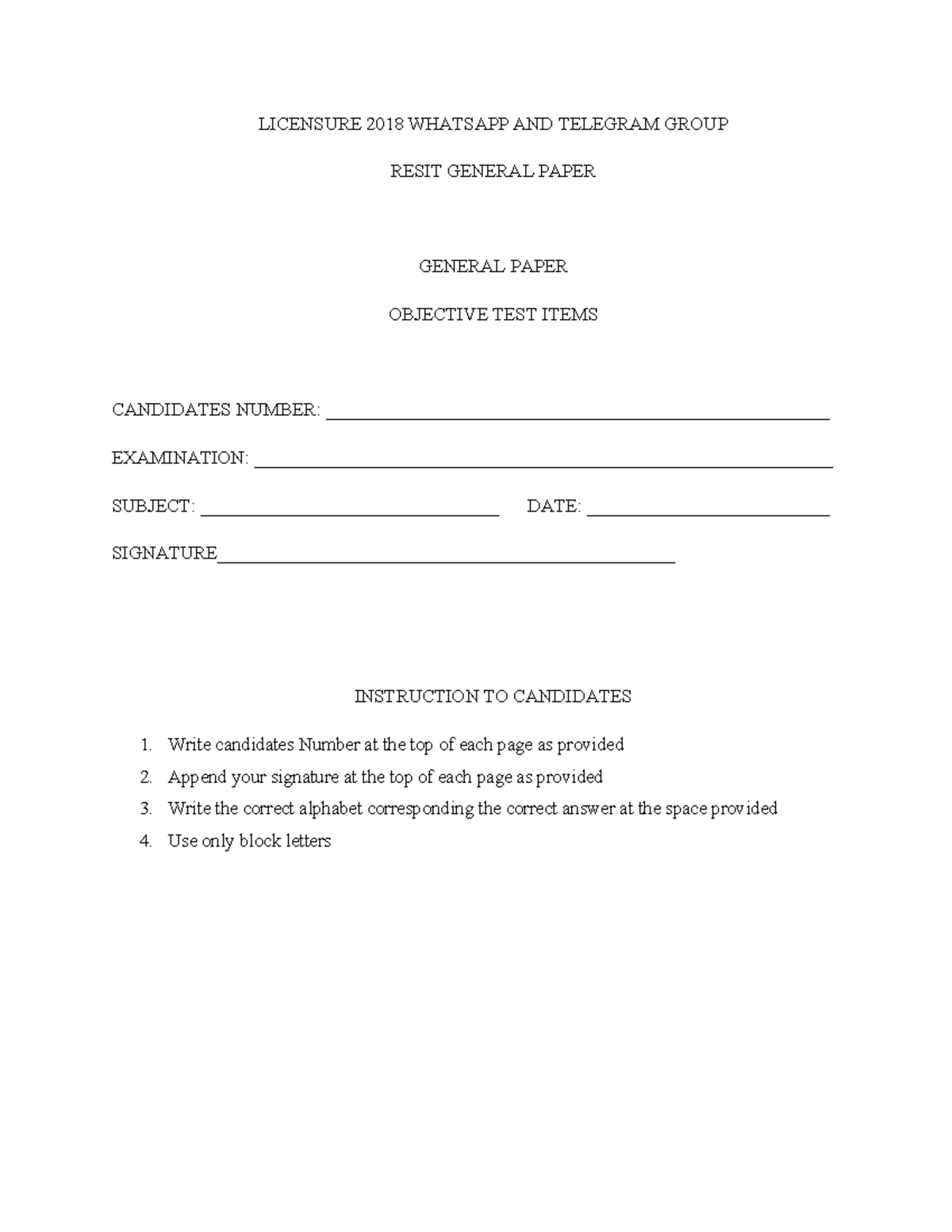 GEN Paper 2017 ( Resit) 2 - LICENSURE 2018 WHATSAPP AND TELEGRAM GROUP ...