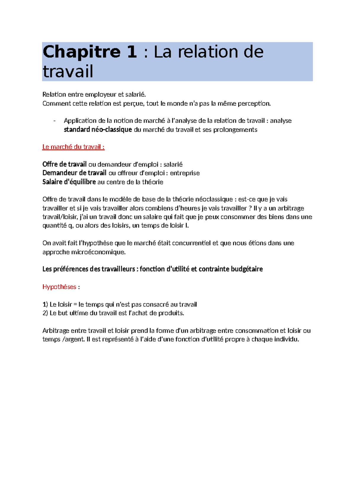 Chapitre 1 : Ressources humaines - Chapitre 1 : La relation de travail ...