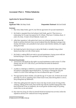 Written Submissions Example - IN THE FEDERAL CIRCUIT COURT OF AUSTRALIA ...