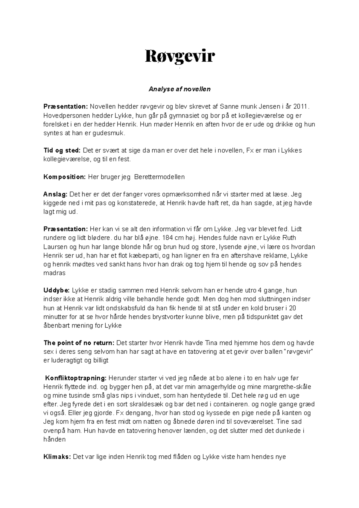 Unavngivet dokument - Markus rask af imerco euc gf2 - Røvgevir Analyse af novellen Præsentation ...