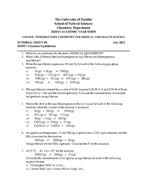 (2023) CHE 1000 Tutorial Sheet 5 - CHE1000 Thermochemistry Tutorial ...