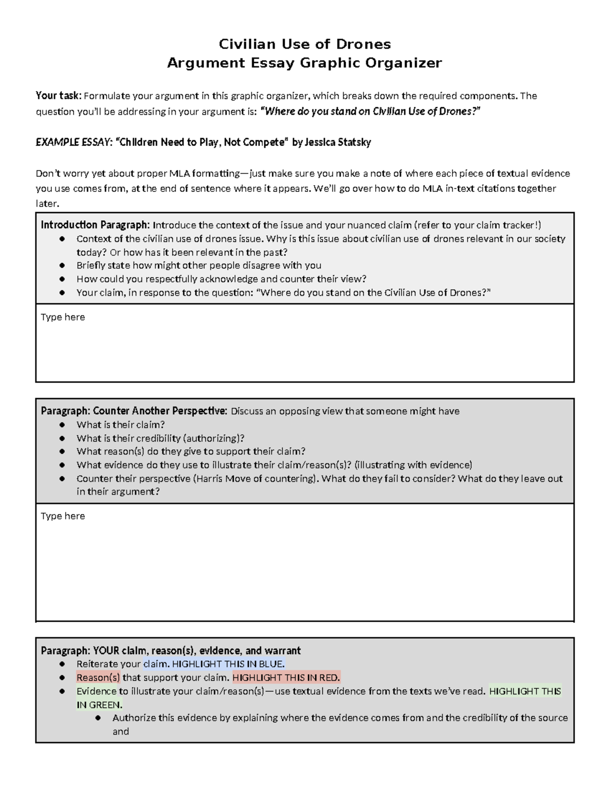 Argumentative Essay Graphic Organizer Example at Christine Cogdill blog