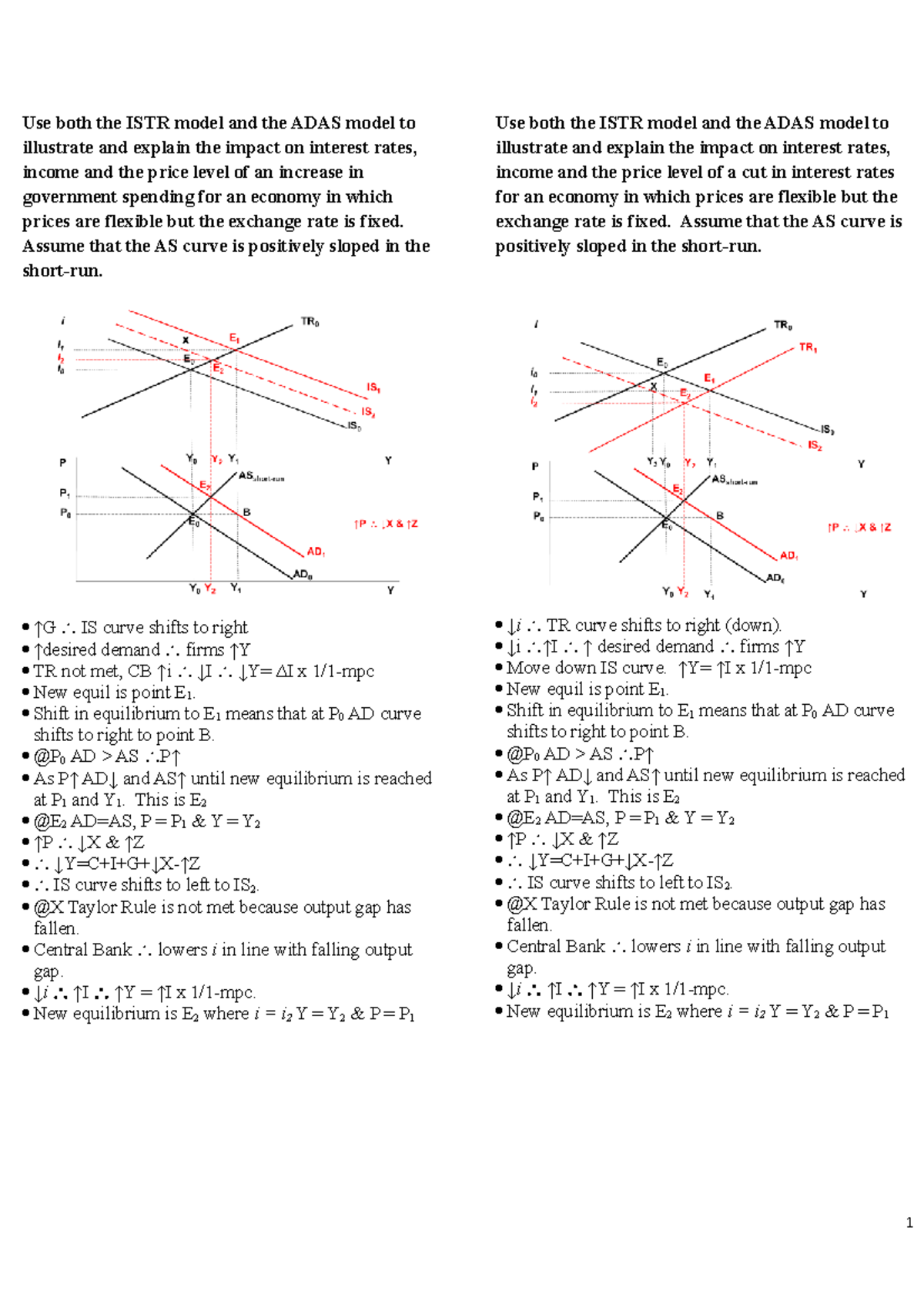 Aggregate demand and supply - Use both the ISTR model and the ADAS ...