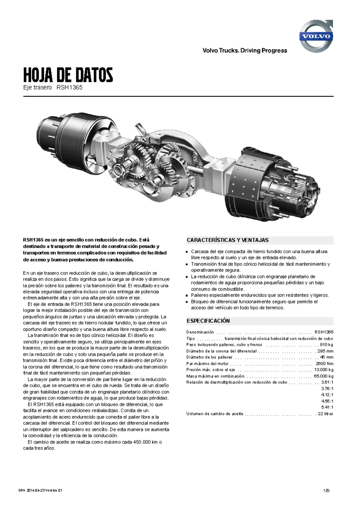 RSH1365 Spa 01 1983199 - Thhj - RSH1365 es un eje sencillo con ...