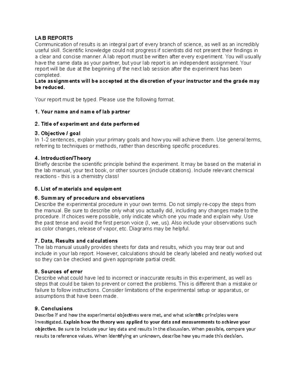 HOW TO Write LAB Reports - LAB REPORTS Communication of results is an ...