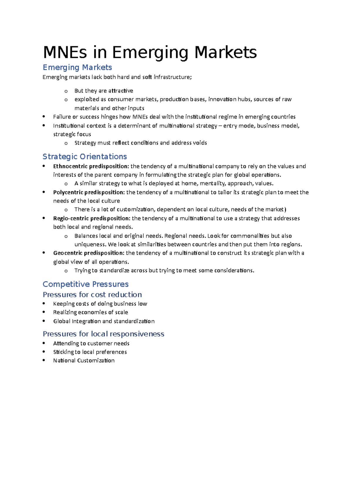 7. MNEs in Emerging Markets - MNEs in Emerging Markets Emerging Markets ...