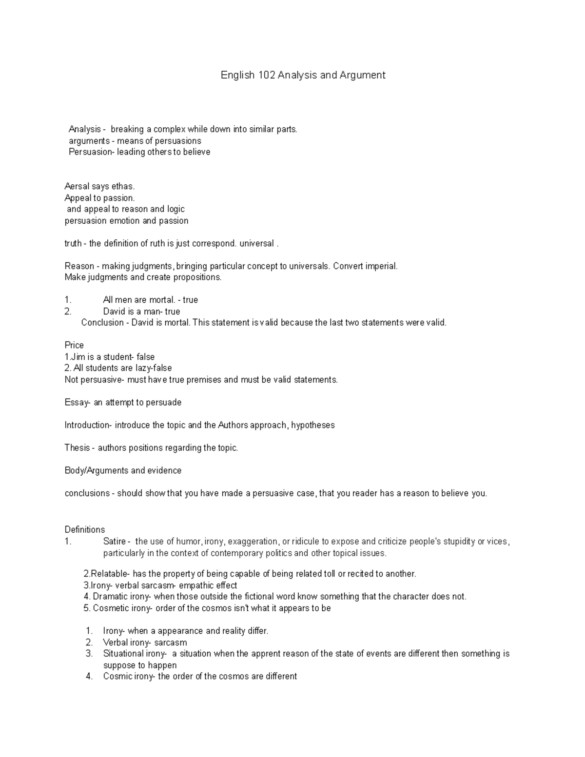 English 102 Analysis and Argument - English 102 Analysis and Argument ...
