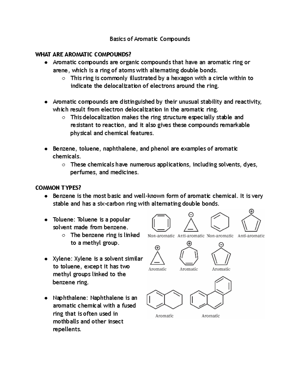 Basics of Aromatic Compounds - Organic Chemistry - Basics of Aromatic ...