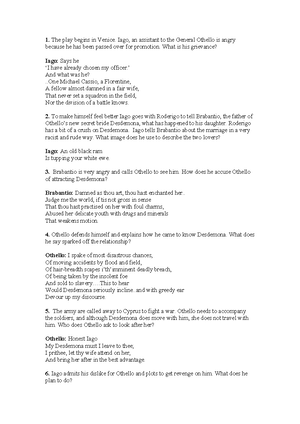 Iago soliloquies - Mapping Iago's schemes - Analysis of Iago’s ...