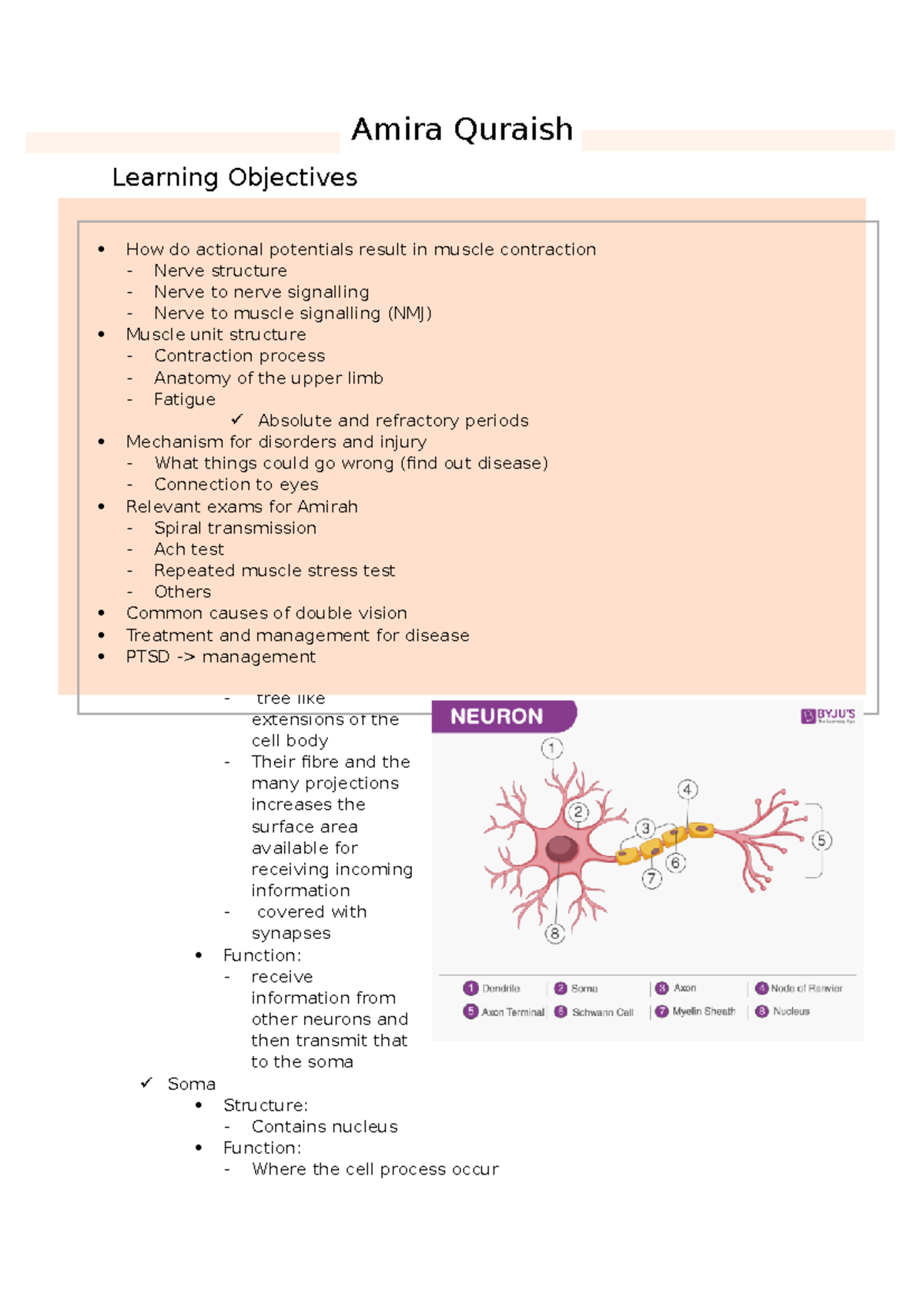 America Quraish - Neuro and MSK notes - Amira Quraish Learning ...