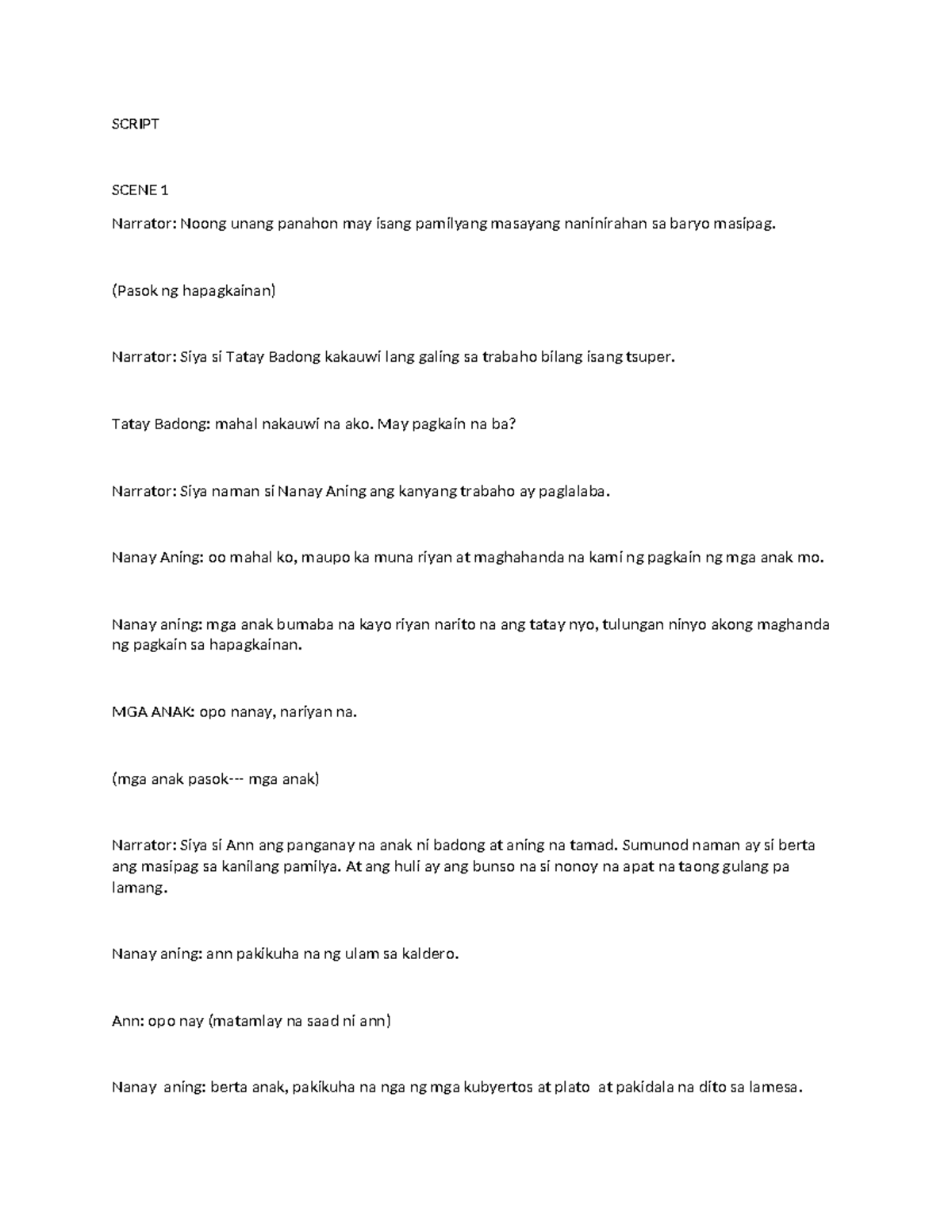 Script Elective - Summary Financial Management - SCRIPT SCENE 1 Narrator: Noong unang panahon ...