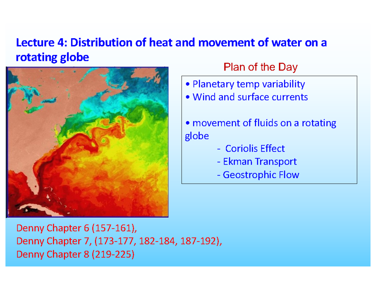 EEMB142B 4 - General notes - Lecture 4: Distribution of heat and ...