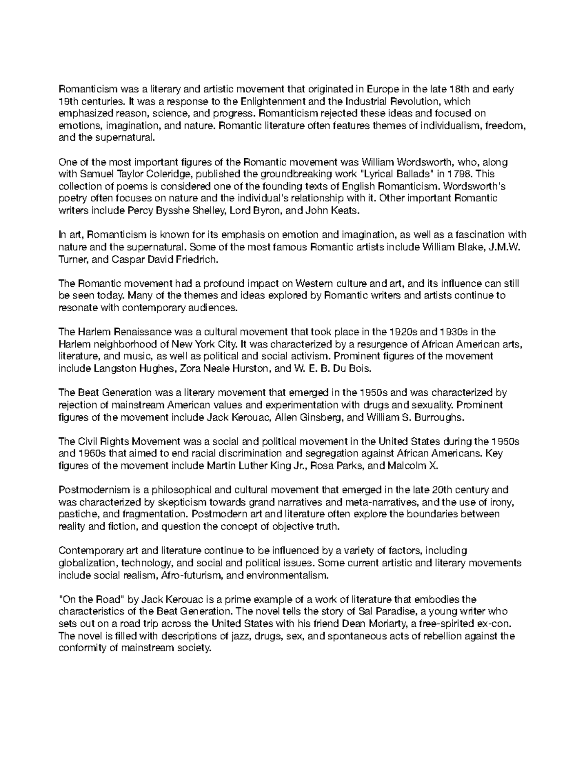 Romanticism Literature Themes