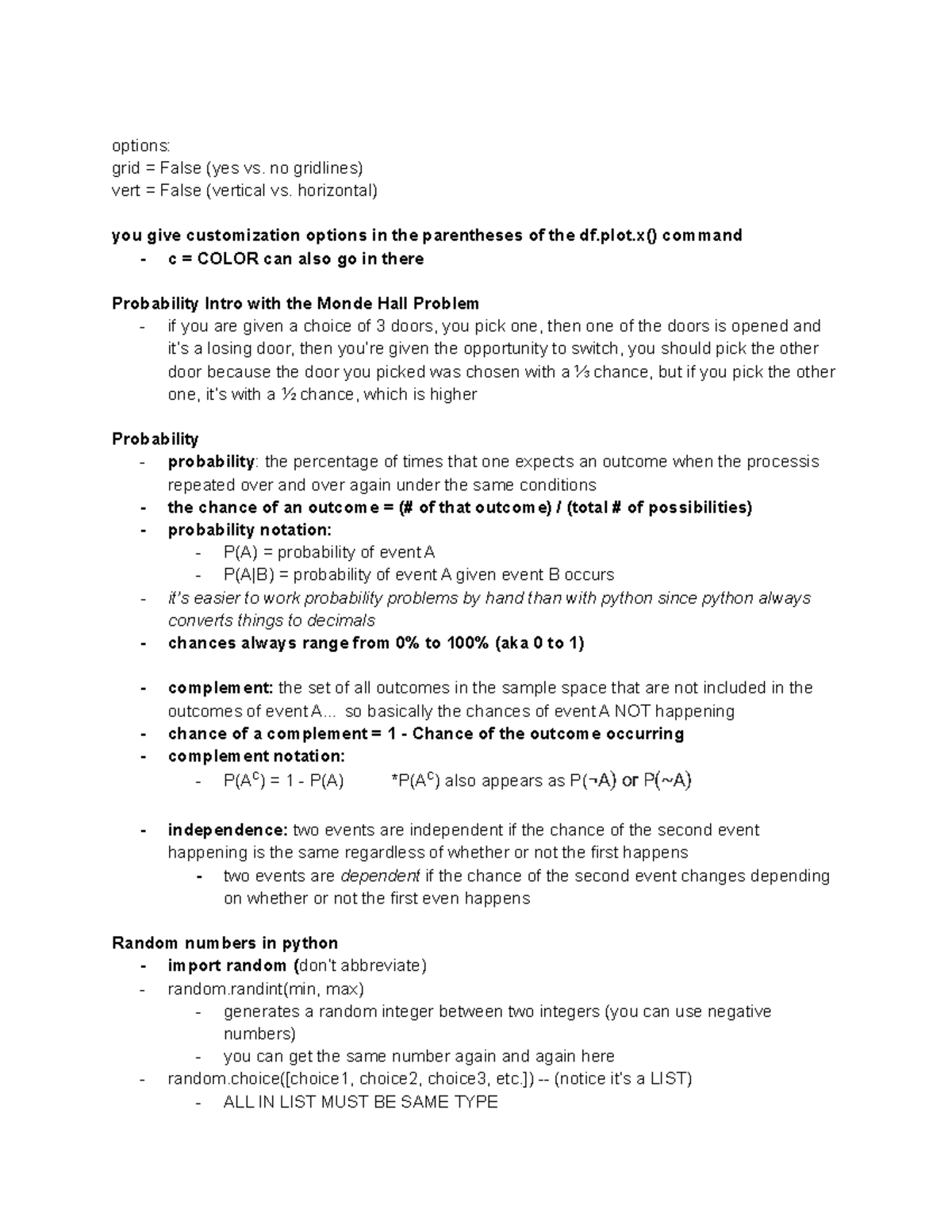 Stat107notes 4 - Lecture notes 4 - options: grid = False (yes vs. no ...
