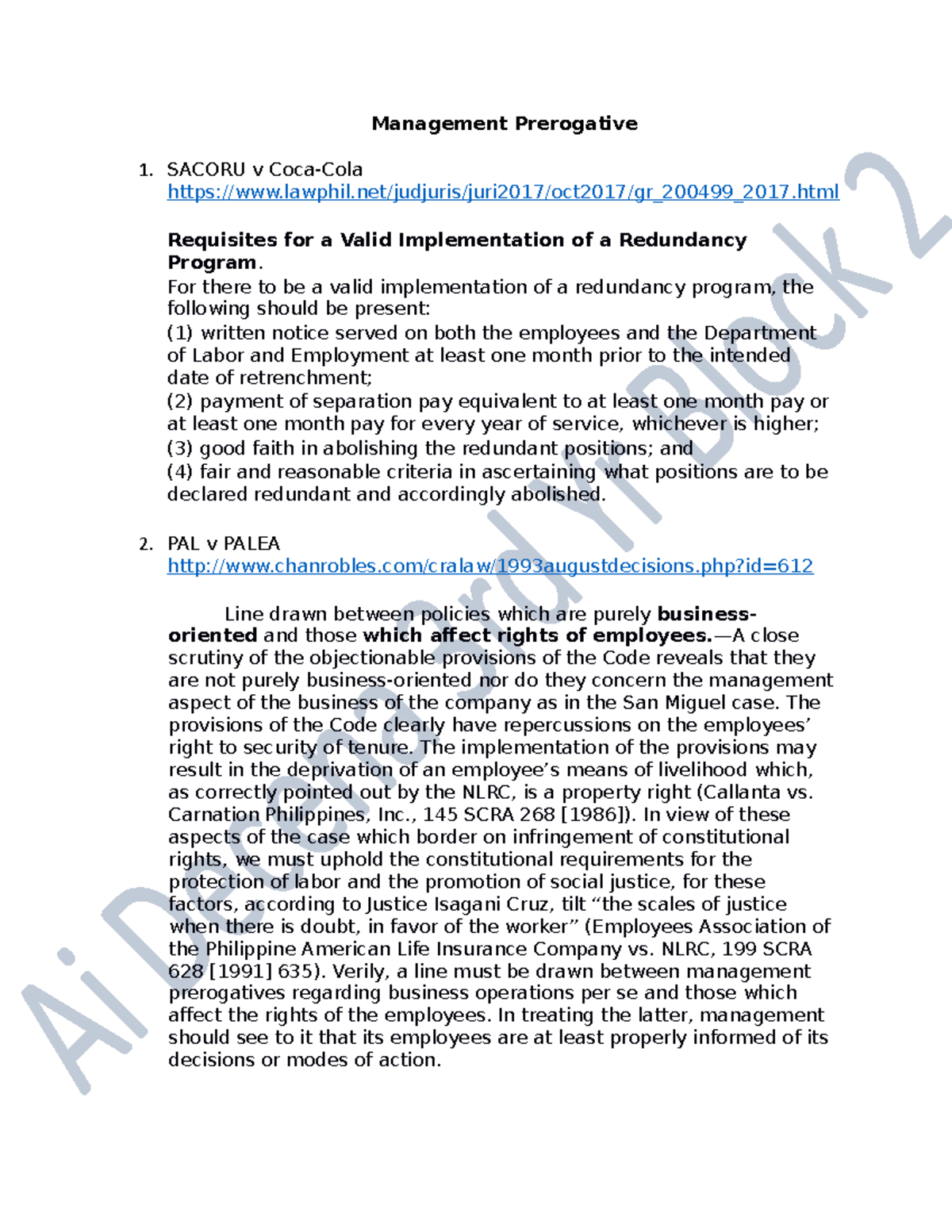 Management Prerogative Summary of Rulings - Management Prerogative ...