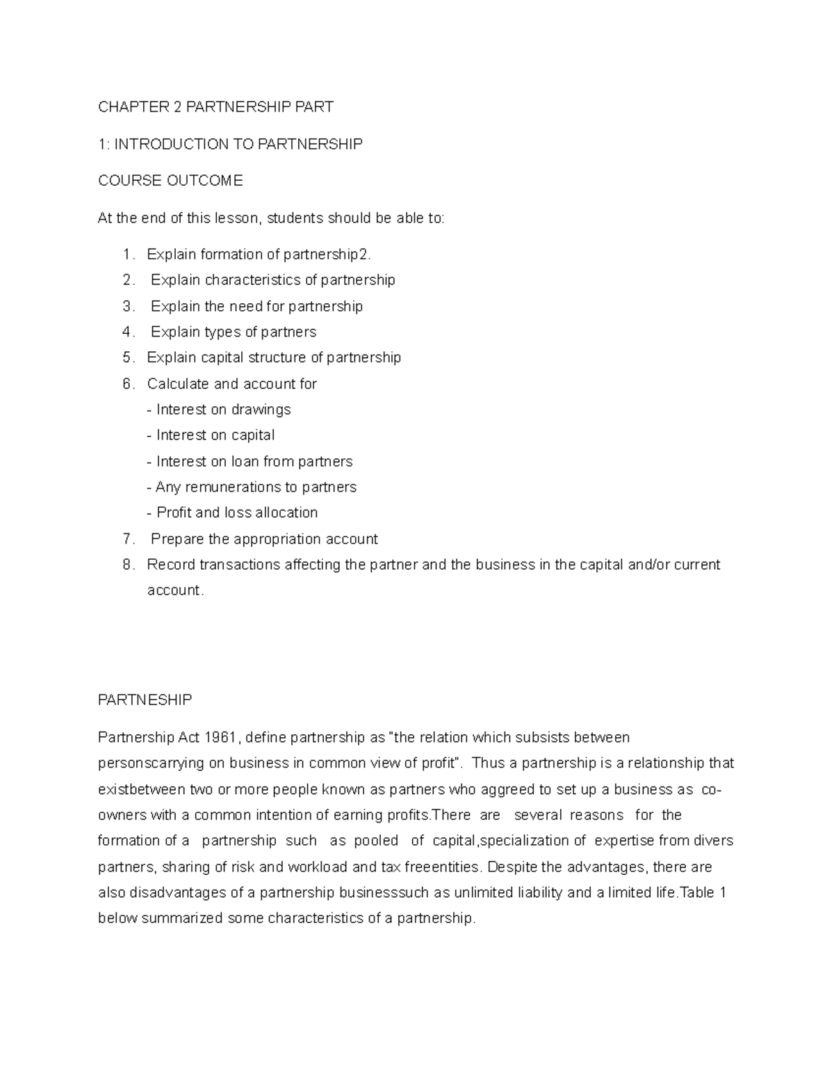 Chapter 2 Partnership PART - CHAPTER 2 PARTNERSHIP PART 1: INTRODUCTION ...