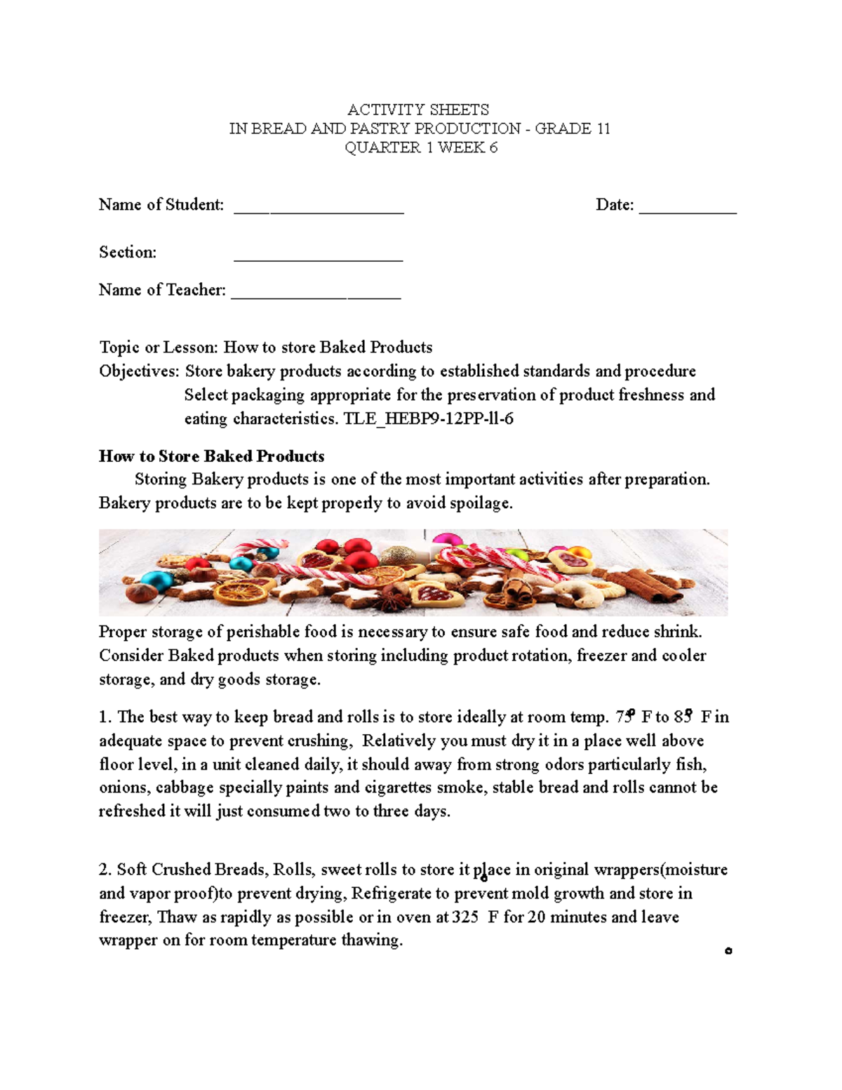 Bread AND Pastry WEEK 6 First Quarter ACTIVITY SHEETS IN BREAD AND bread-and-pastry-week-6-first-quarter-activity-sheets-in-bread-and