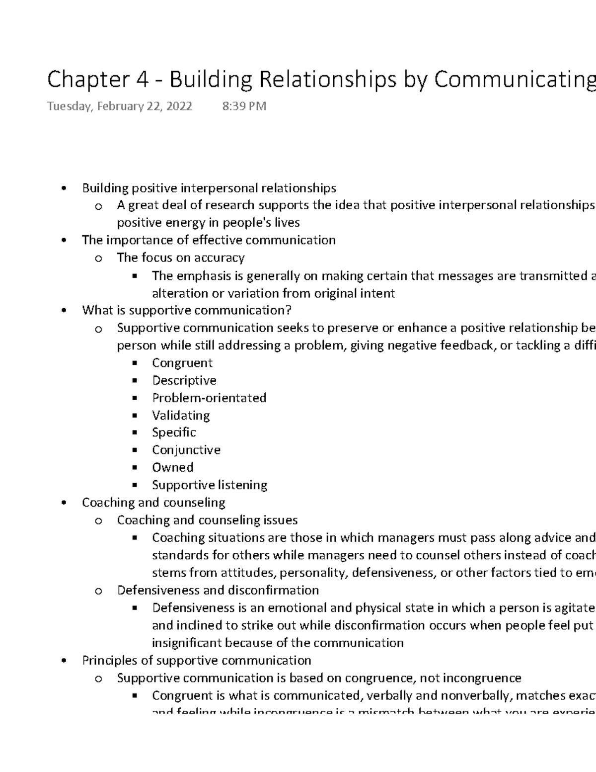 Chapter 4 - Building Relationships by Communicating Supportively ...