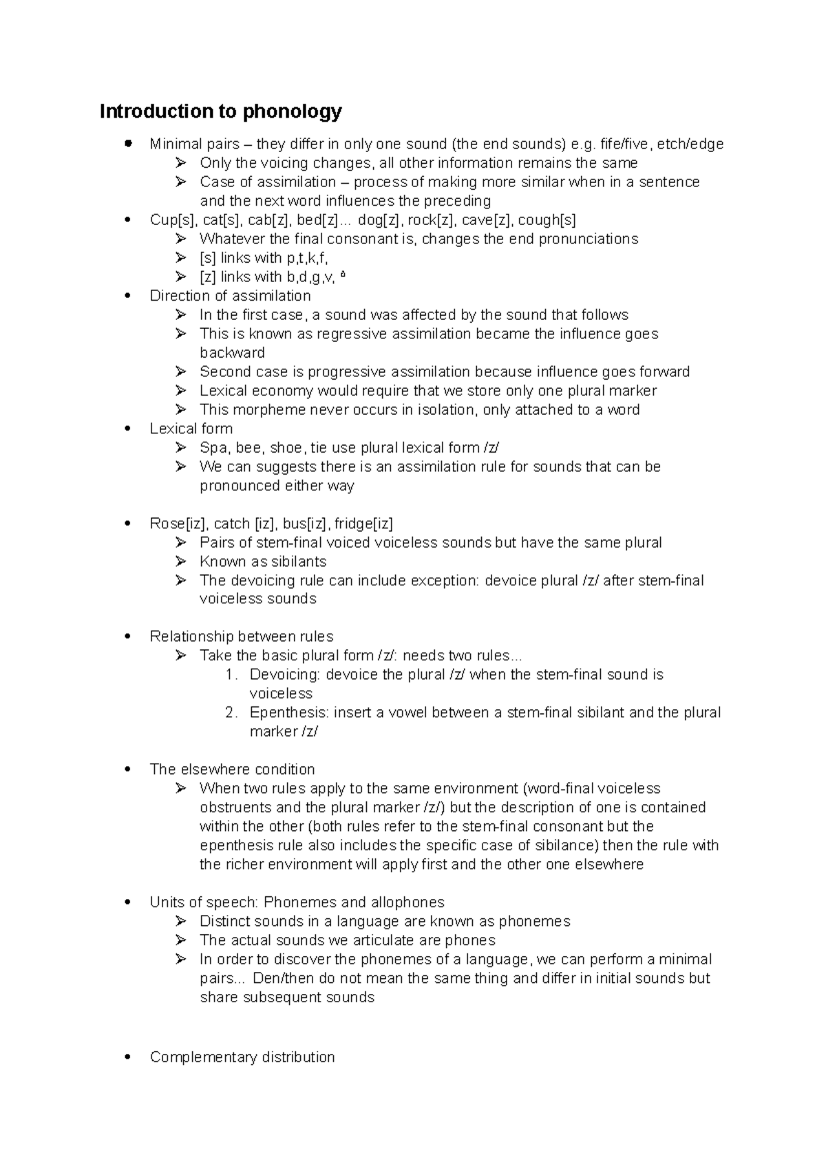 Week 6 Intro to phonology - Introduction to phonology Minimal pairs ...
