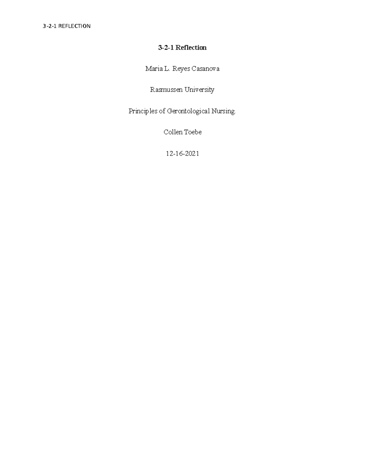 321 reflection - is a assignment it can help you to pass the class - 3 ...