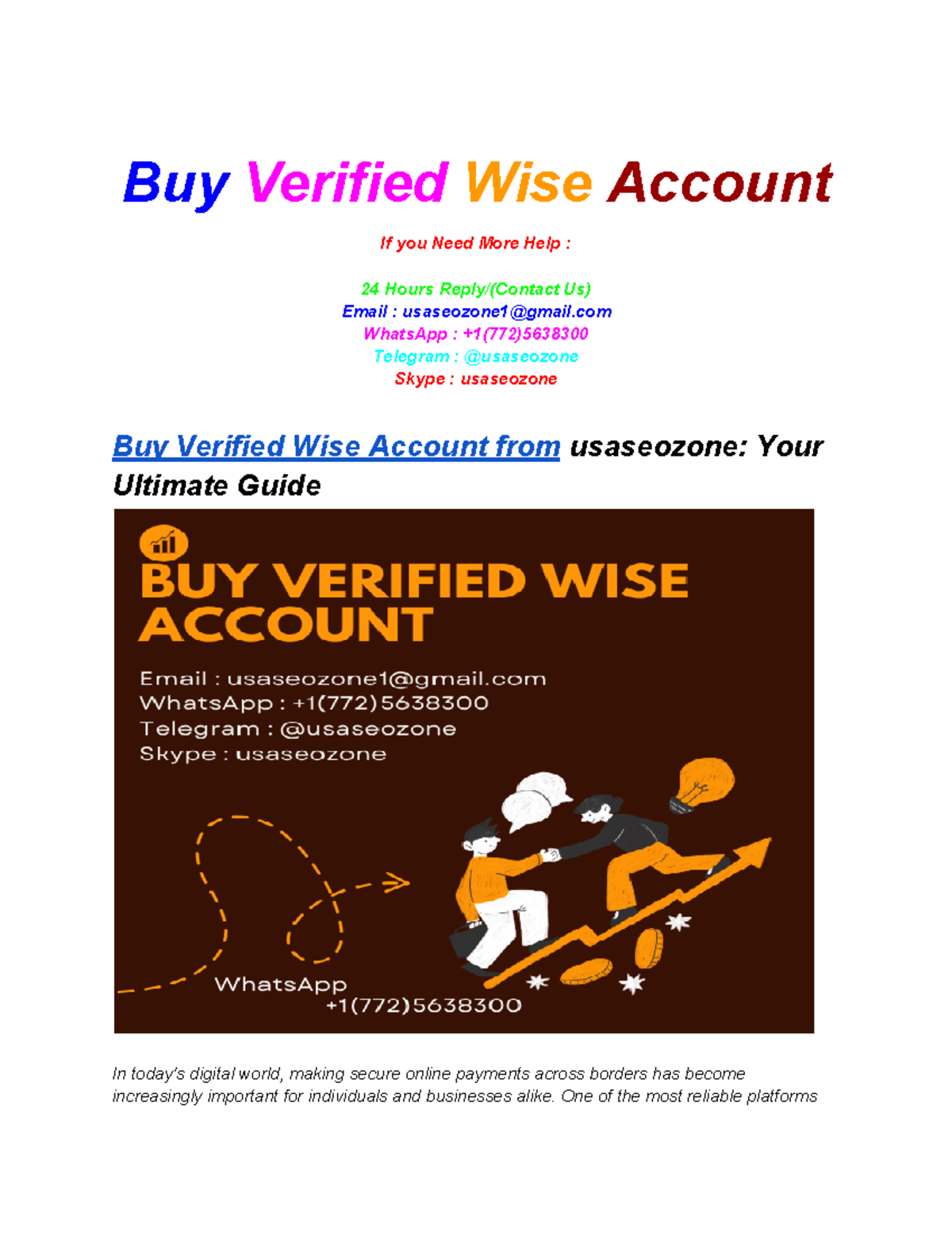 Buy Verified Wise Account - One of the most reliable platforms for ...