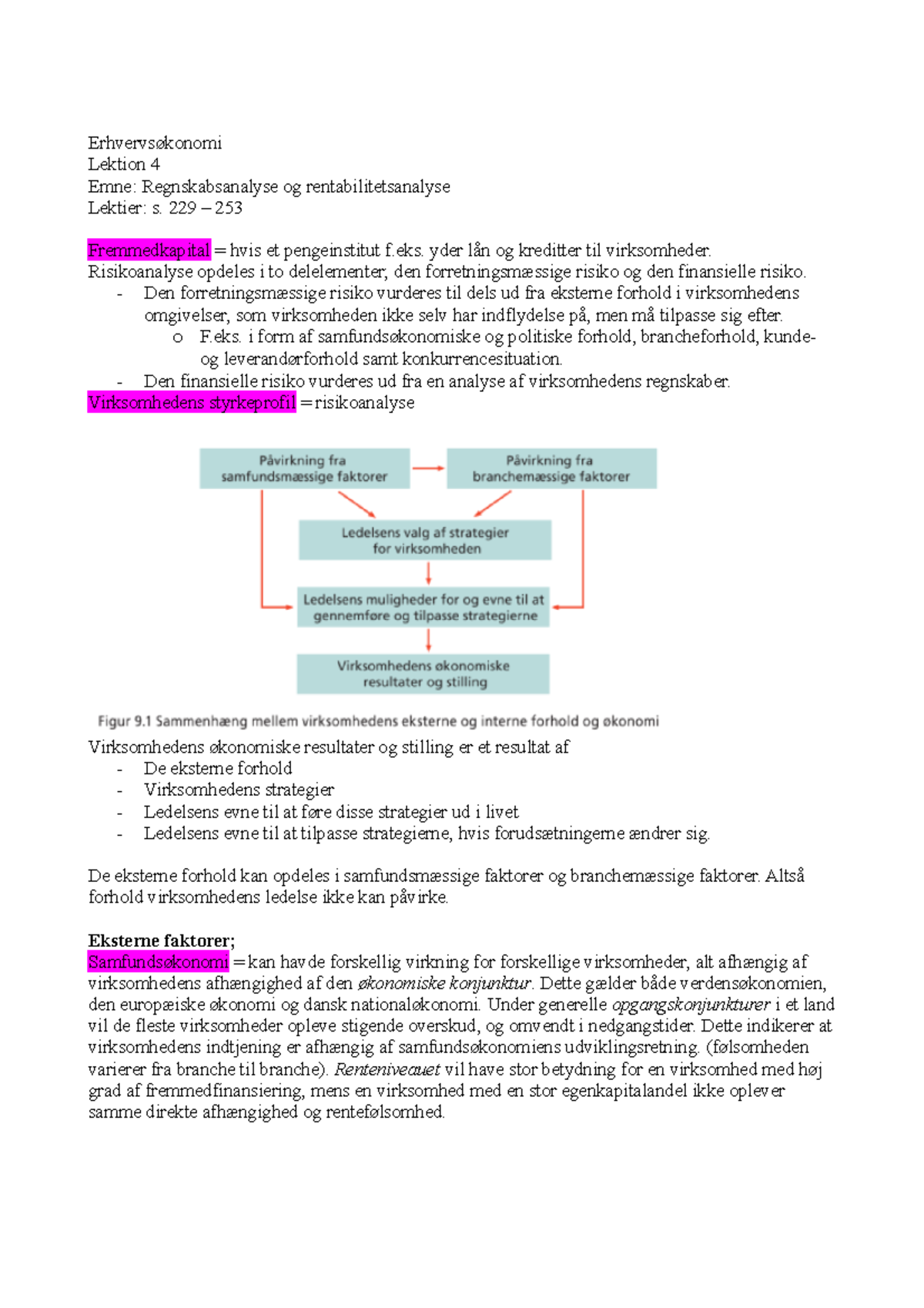 Erhvervsøkonomi lektion 4 regnskabsanalyse og rentabilitet noter ...