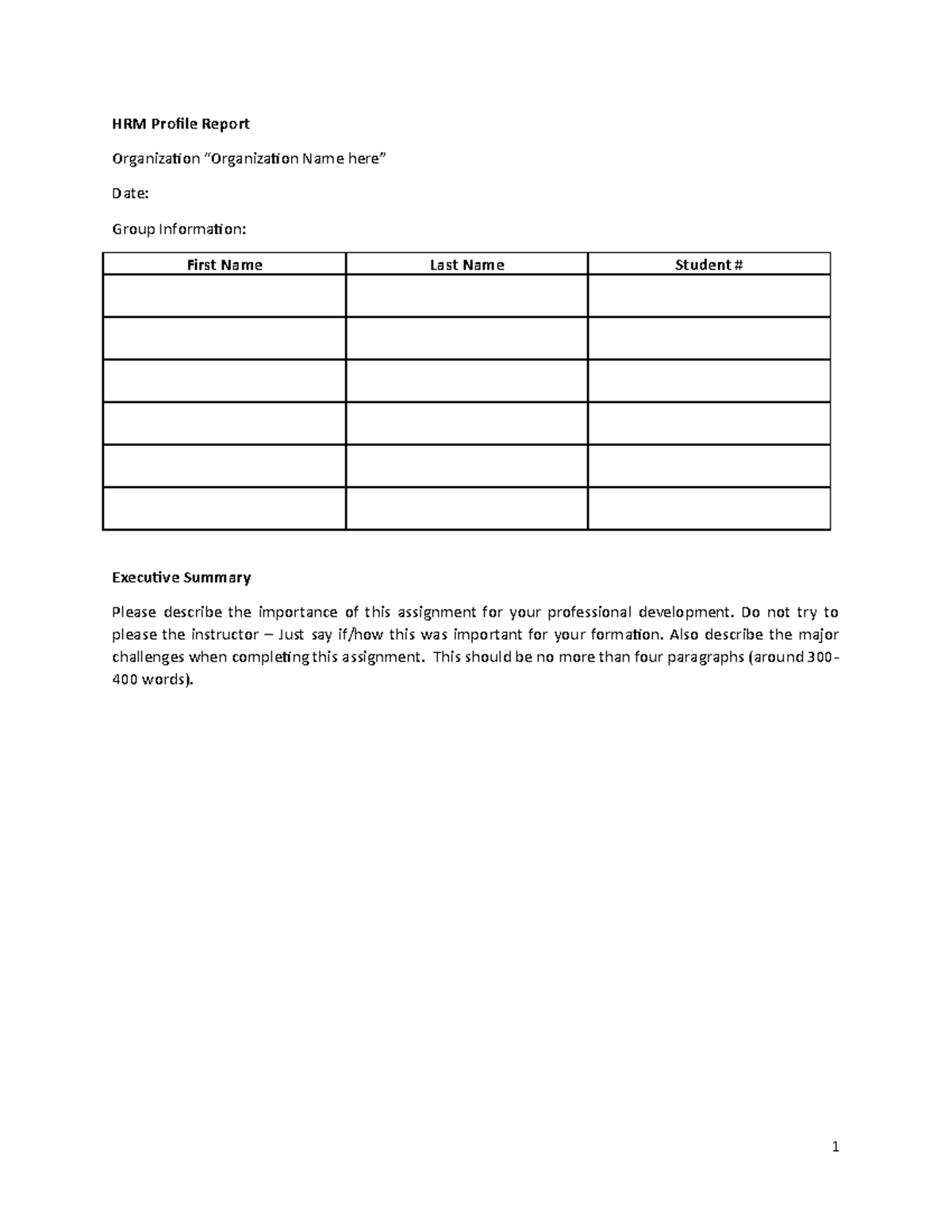 HRM Profile Report Template - HRM Profile Report Organization ...