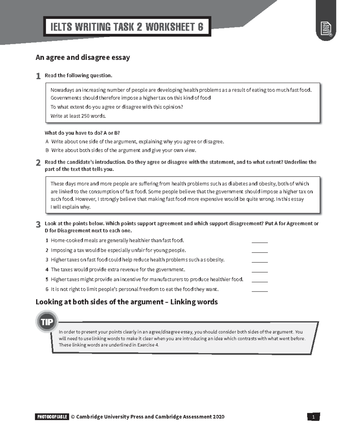 684312937 Ielts Writing Task 2 Worksheet 6 - An agree and disagree ...