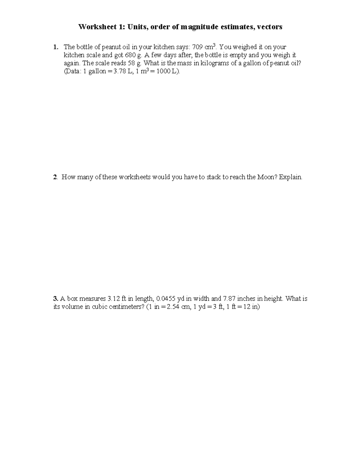 W01 S22 - Worksheet 1: Units, order of magnitude estimates, vectors ...