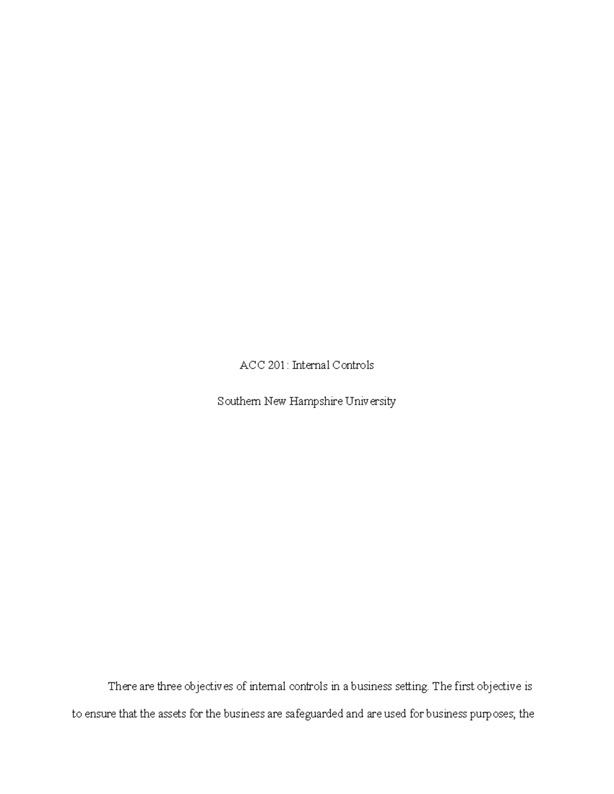 Economics 201 4-2 Simulation Checkpoint assignment - ACC201 - SNHU ...