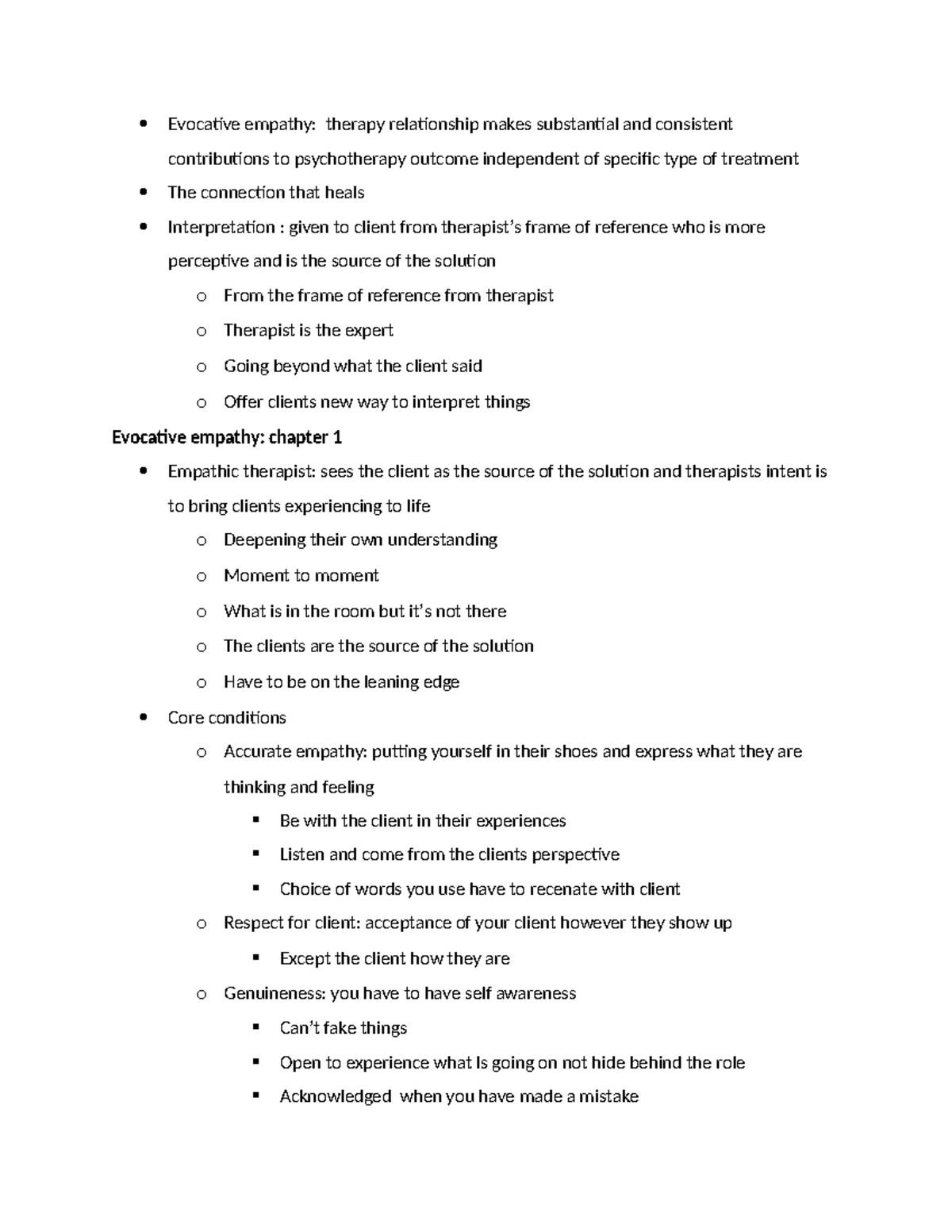 Evocative empathy - Class notes - Evocative empathy: therapy ...