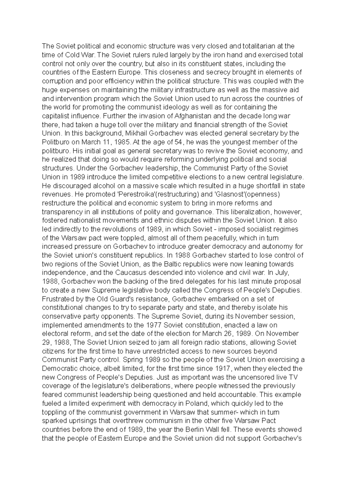 Dissolution OF Soviet Union - The Soviet political and economic ...
