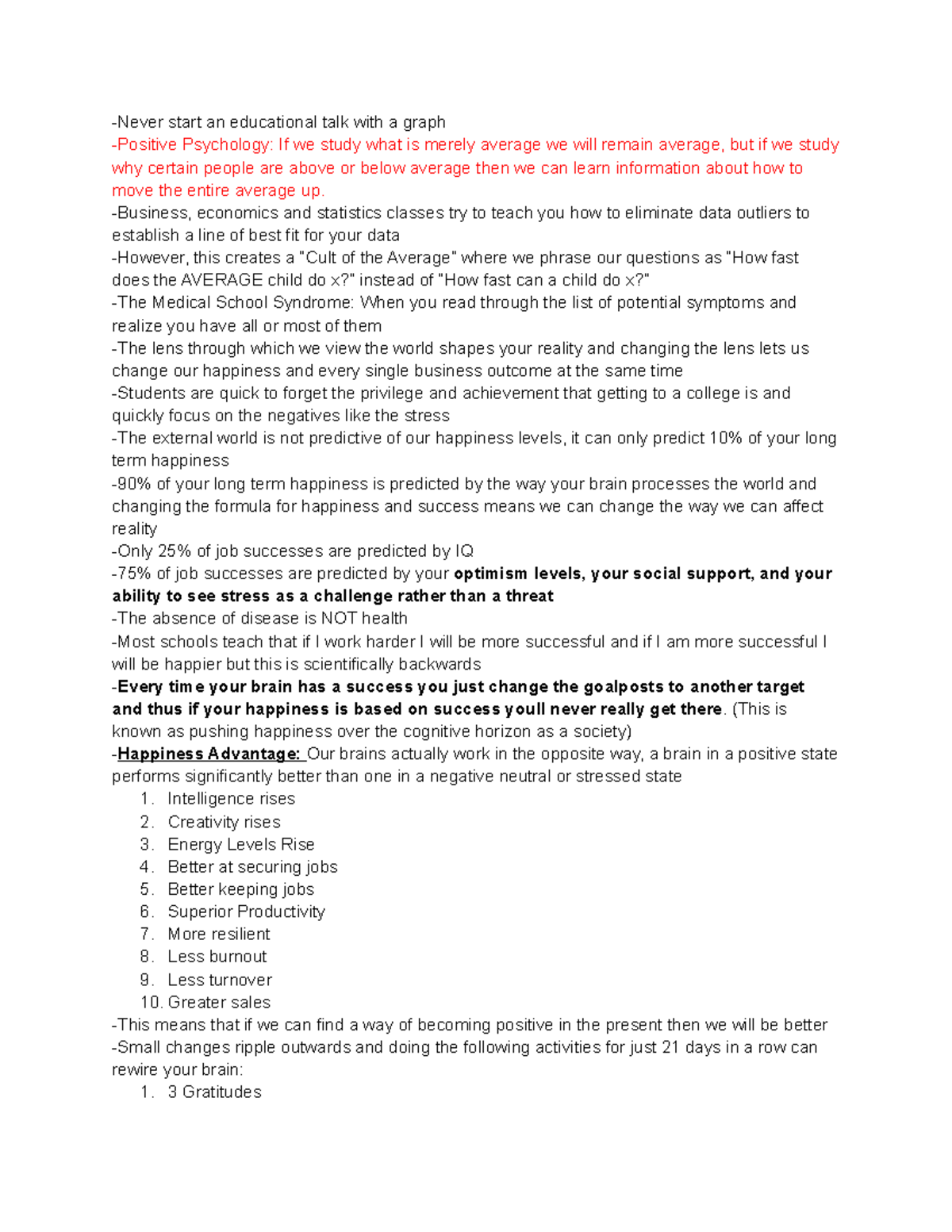 Happy Secret to Better Work Video Notes -Never start an educational ...