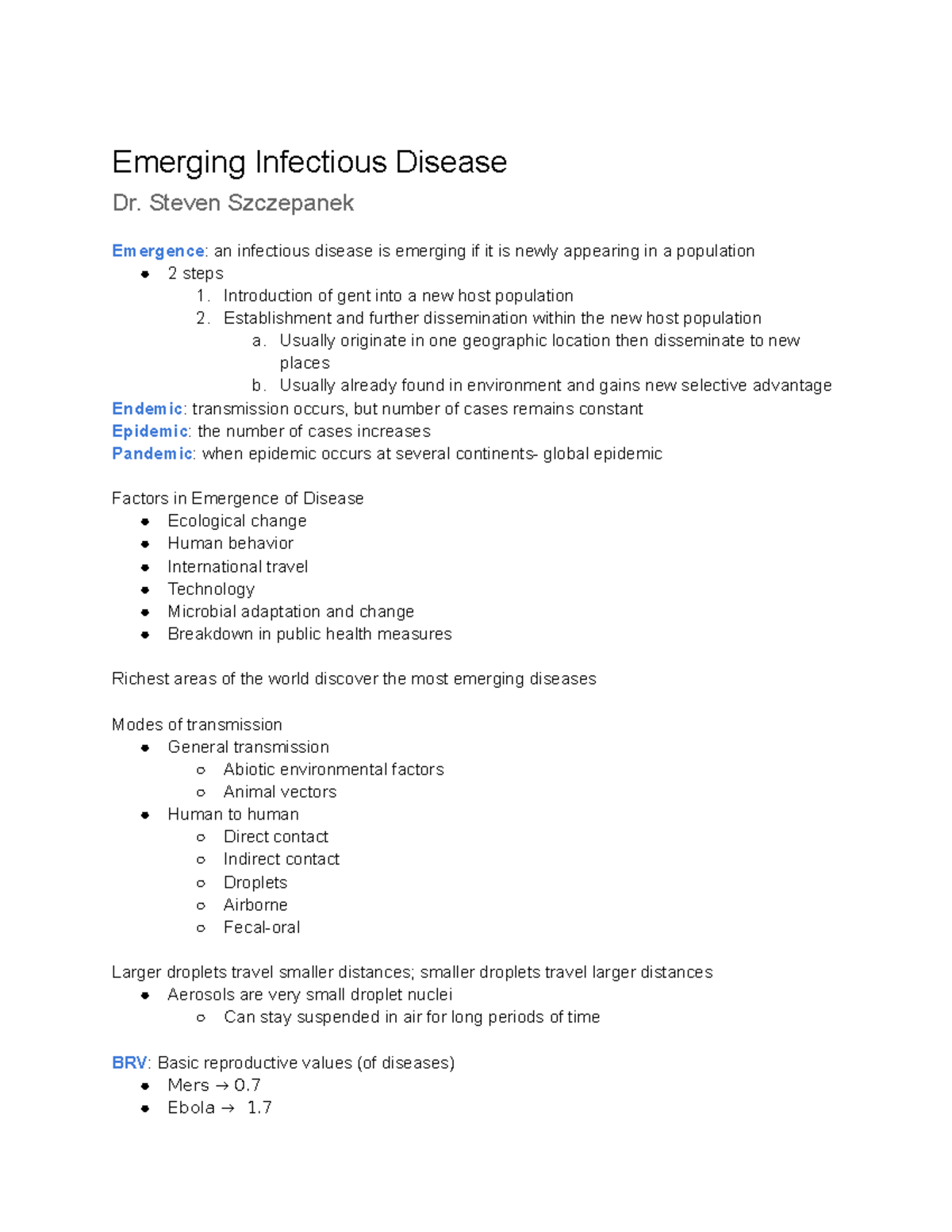 9 14 lecture (immerging infectious disease) - Emerging Infectious ...
