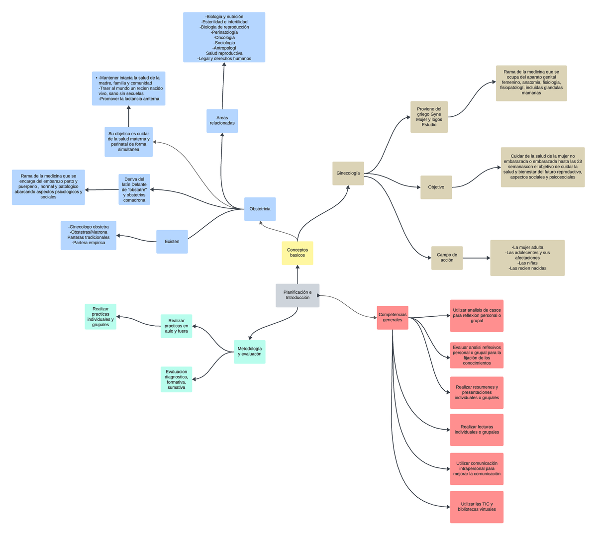 Mapa conceptual - Planificación e Introducción Obstetricia Conceptos basicos Metodología y ...