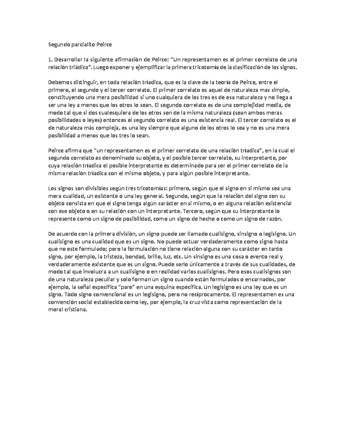 Consignas - hjiok - Segundo parcialito Peirce Desarrollar la siguiente ...