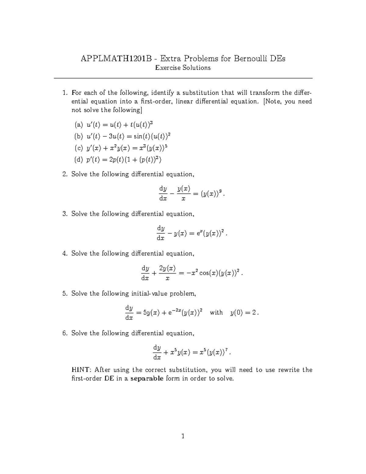 Am1201 extra problems bernoulli-1 TA notes - APPLMATH1201B - Extra ...