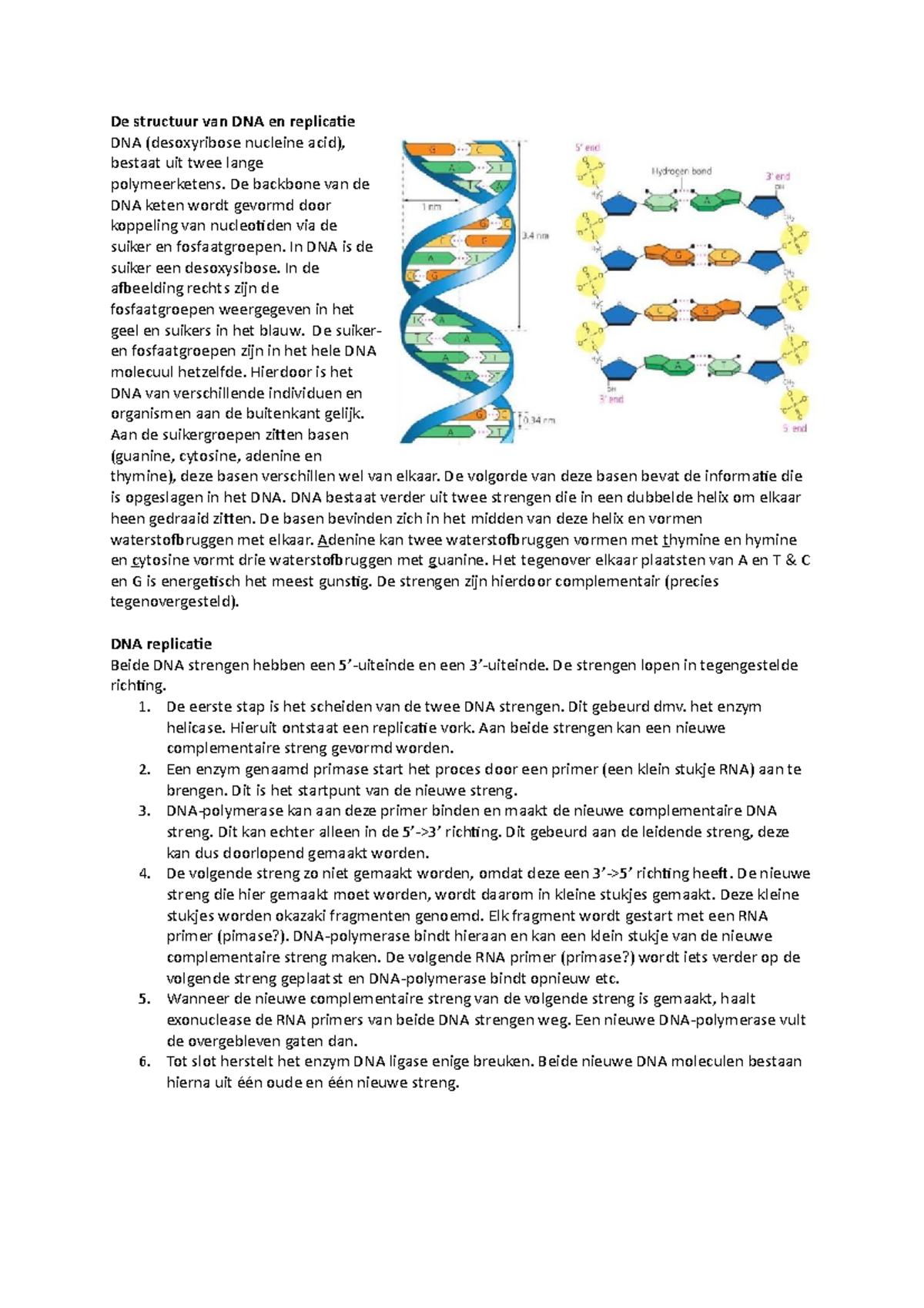 Aantekeningen ICT module - W3 - De structuur van DNA en replicatie DNA ...