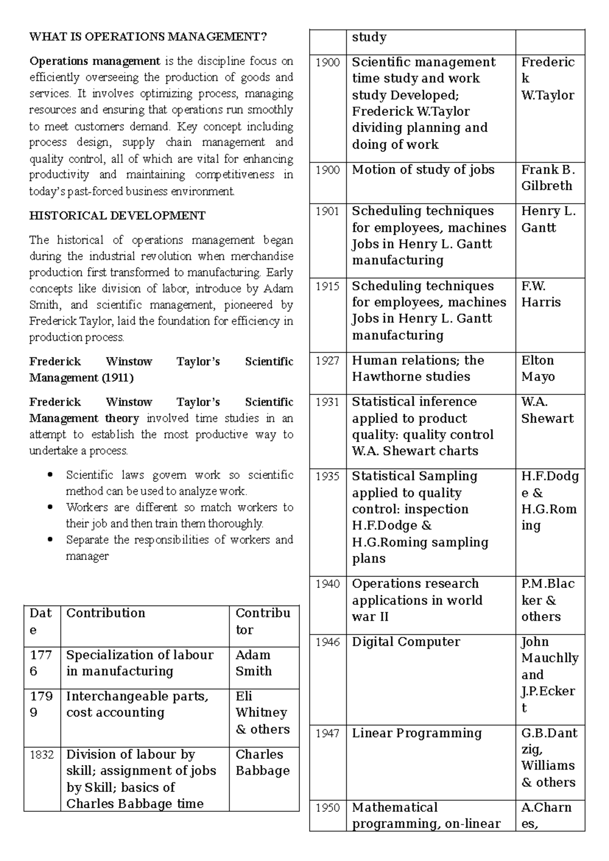 Om-reviewer - operation management - WHAT IS OPERATIONS MANAGEMENT? Operations management is the ...